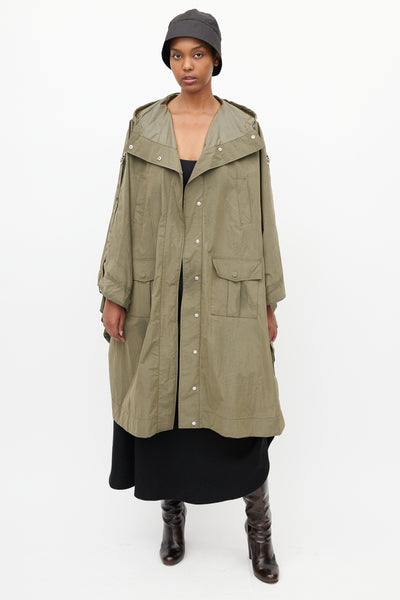 Ganni // Khaki Green Ripstop Rain Cape – VSP Consignment