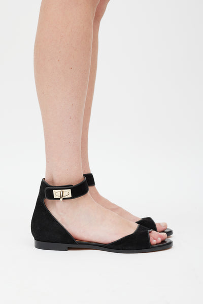 Givenchy // Black Suede Shark Lock Sandal – VSP Consignment