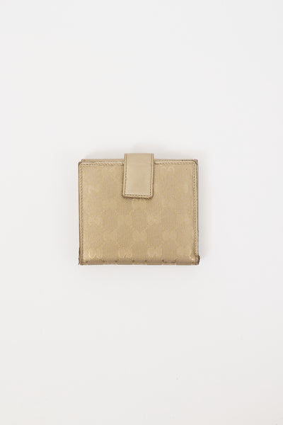 Gucci // Gold Imprime Monogram GG Pierce French Wallet – VSP Consignment