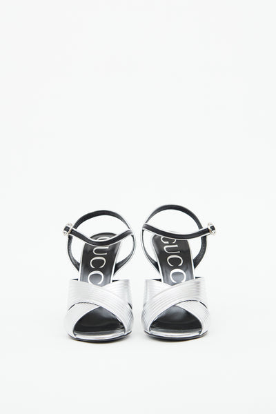 Gucci // Silver Betsy Crossover Heeled Sandal – VSP Consignment