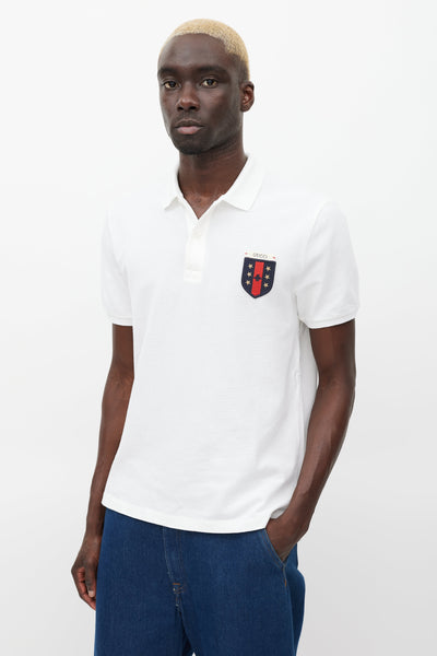 Gucci // White & Multicolour Patch Polo – VSP Consignment