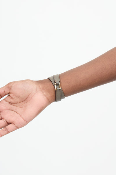 Hermès // 2012 Etoupe Swift Rivale Double Tour Bracelet – VSP Consignment