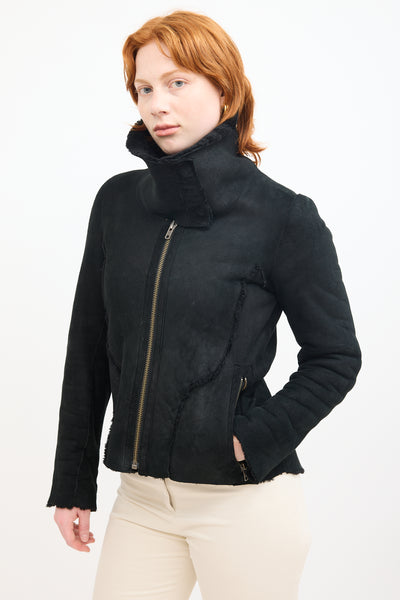 Helmut Lang // Suede & Shearling Zip Jacket – VSP Consignment