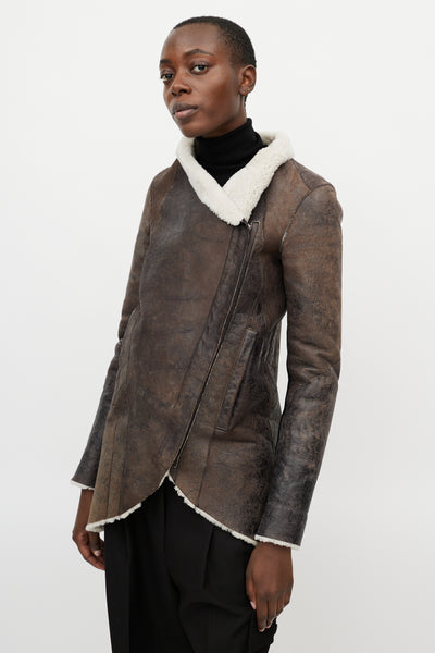 Helmut Lang // Brown Leather Shearling Jacket – VSP Consignment