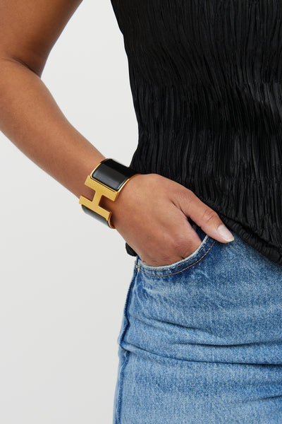 Hermès // Noir Enamel Wide Cuff Bracelet – VSP Consignment
