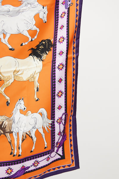 Hermès // Orange Les Chevaux Qataris Scarf – VSP Consignment