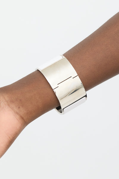 Hermès // White & Silver Extra Wide Clic Clac H Bracelet – VSP Consignment