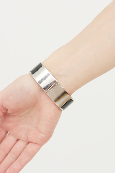 Hermès // Black Silver Clic Clac H Bracelet – VSP Consignment