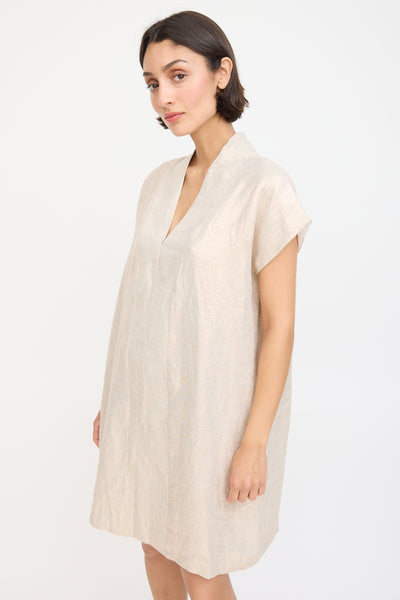 Horses Atelier // Beige Linen Sparkly Smoking Mini Dress – VSP Consignment