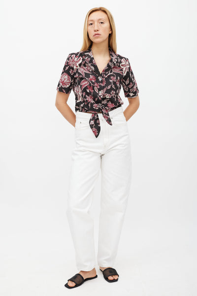 Isabel Marant // Black & Red Floral Neel Tie Shirt – VSP Consignment