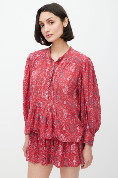 Isabel Marant Étoile // Red & Grey Pleated Geometric Co-Ord Set – VSP ...