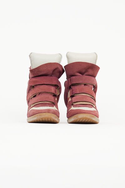Isabel Marant // Burgundy & Beige Bayley Sneaker Wedge – VSP Consignment