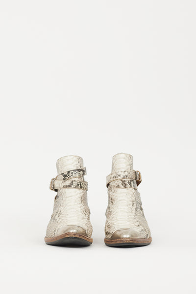 Isabel Marant // Cream & Silver Leather Donee Embossed Boot – VSP ...