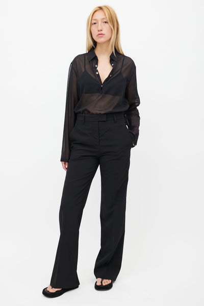 Jil Sander // Black Wool Ankle Slit Trouser – VSP Consignment