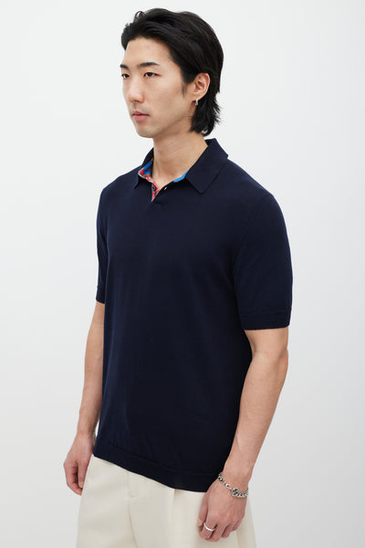 Jil Sander // Navy & Multicolour Knit Polo – VSP Consignment