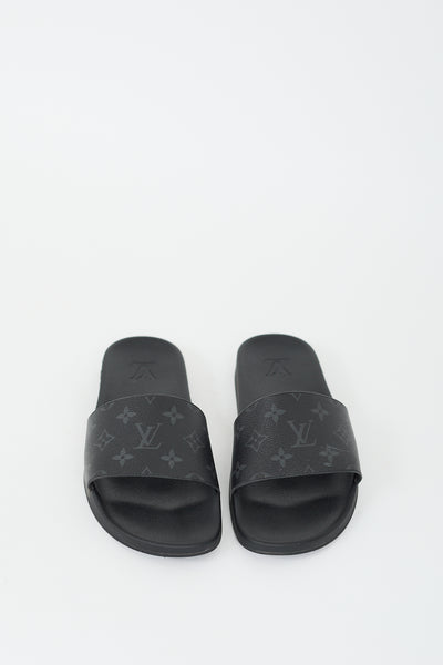 Louis Vuitton // Black Monogram Waterfront Slide – VSP Consignment