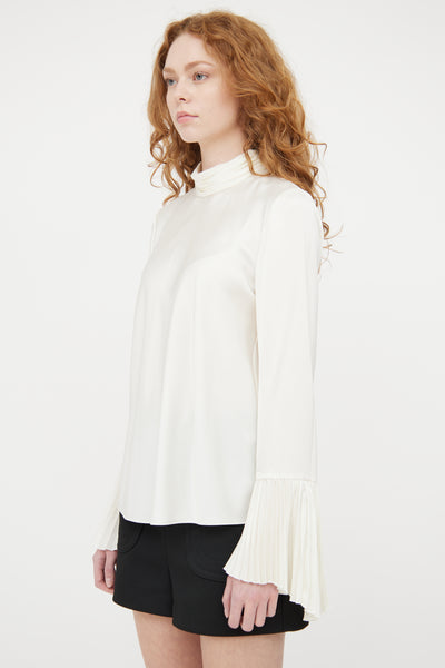 ME+EM // Cream Satin Pleated Top – VSP Consignment