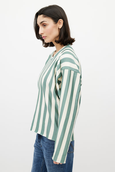 Celine // Sage Green & Cream Stripe Top – VSP Consignment