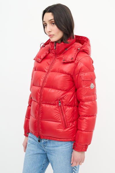 Moncler // Red Down & Nylon Maya Puffer Jacket – VSP Consignment