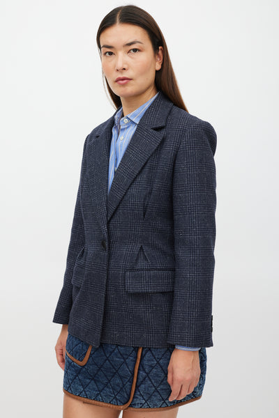 Maje // Navy Wool Plaid Blazer – VSP Consignment