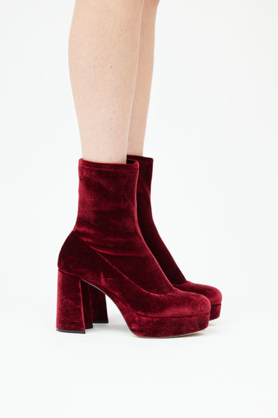 Miu Miu // Red Velvet Platform Boot – VSP Consignment