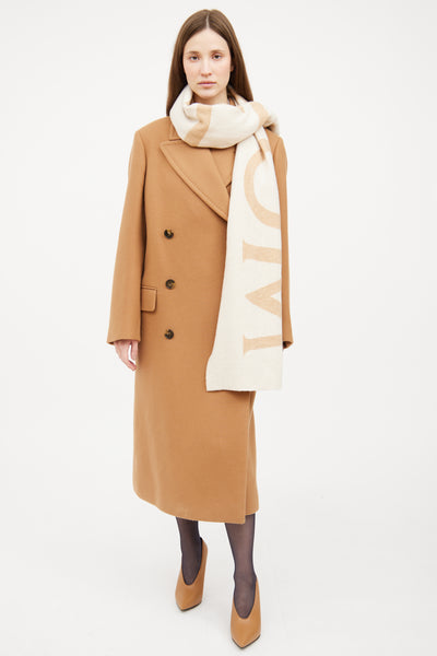 Moncler // Beige & Cream Logo Scarf – VSP Consignment
