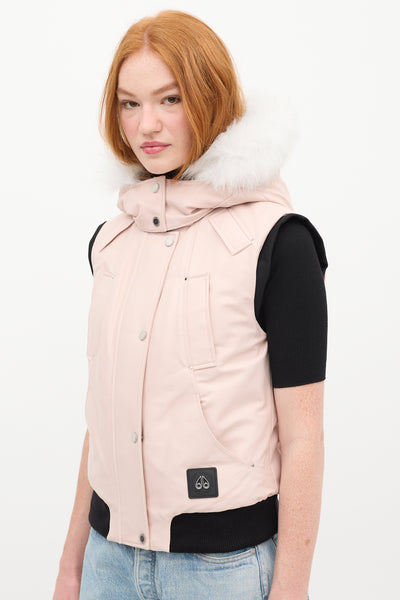 Moose Knuckles // Pink Liberty Down & Fur Hood Vest – VSP Consignment
