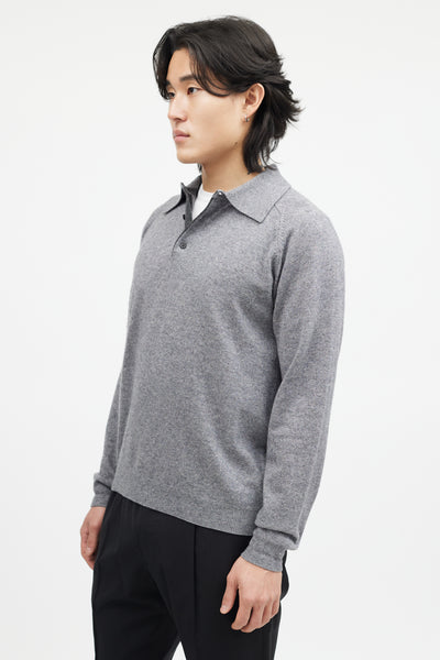 Neiman Marcus // Grey Cashmere Knit Polo – VSP Consignment