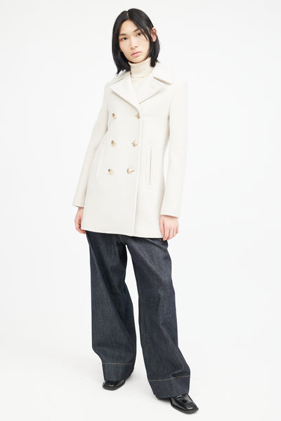Nili Lotan // Cream & Gold Double Breasted Wool Coat – VSP Consignment