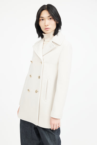 Nili Lotan // Cream & Gold Double Breasted Wool Coat – VSP Consignment