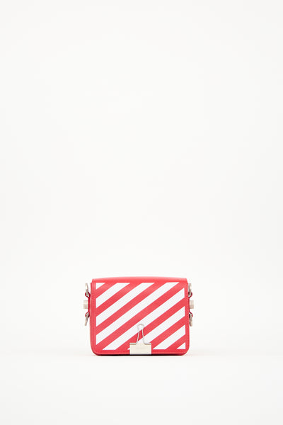 Off-White // Red & Multi Saffiano Leather Logo Flap Bag – VSP Consignment