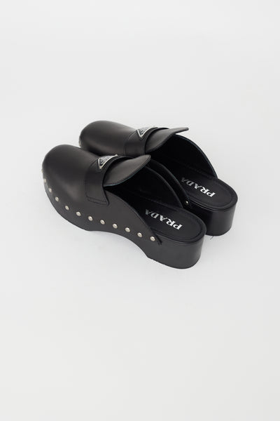 Prada // Black Leather Studded Clog – VSP Consignment