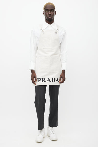 Prada // Cream Canvas & Linen Logo Apron – VSP Consignment