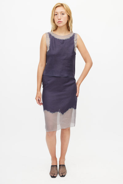 Prada // 1998 Navy Linen & Silk Co-Ord Set – VSP Consignment