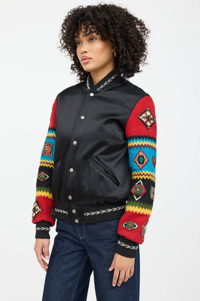 Saint Laurent // Satin Embroidered Embellished Bomber Jacket – VSP ...