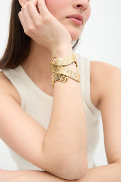 Saint Laurent // Textured Metal Cuff Bracelet – VSP Consignment
