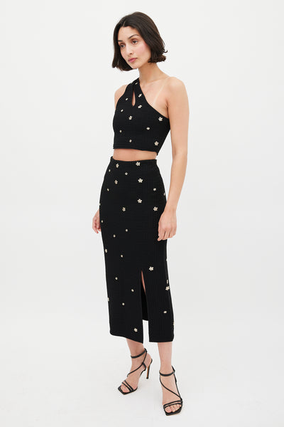 Sandro // Black Flower Embellished Co-Ord Set – VSP Consignment