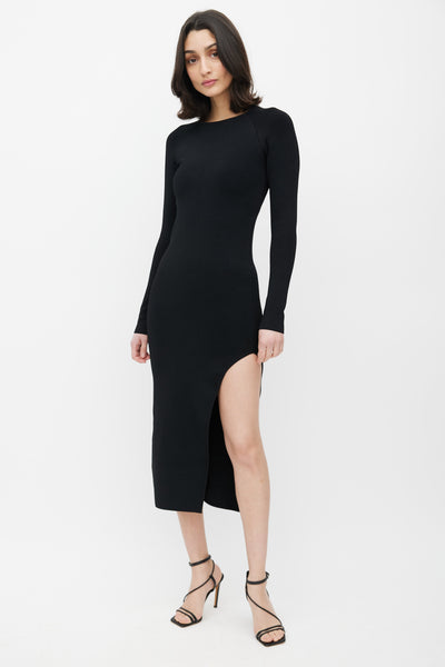 Shona Joy // Black Side Slit Midi Dress – VSP Consignment