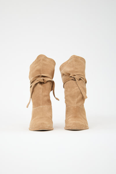 Stuart Weitzman // Suede Wrap Around Strap Boot – VSP Consignment
