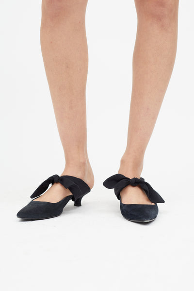 The Row // Black Suede Coco Bow Mule – VSP Consignment