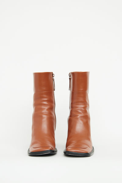 The Row // Brown Leather Patch Boot – VSP Consignment