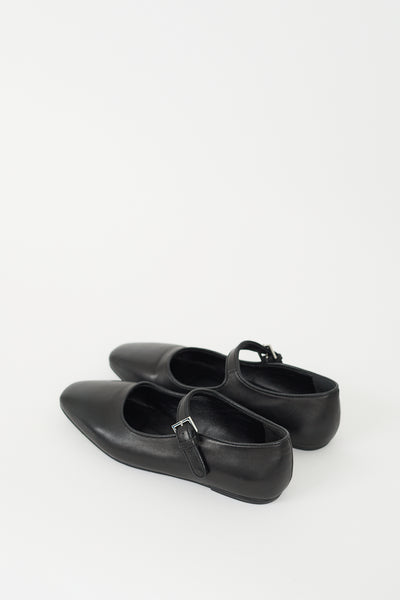 The Row // Black Leather Ava Mary Jane Flat – VSP Consignment