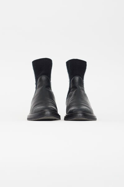 The Row // Black Leather Chelsea Sock Boot – VSP Consignment
