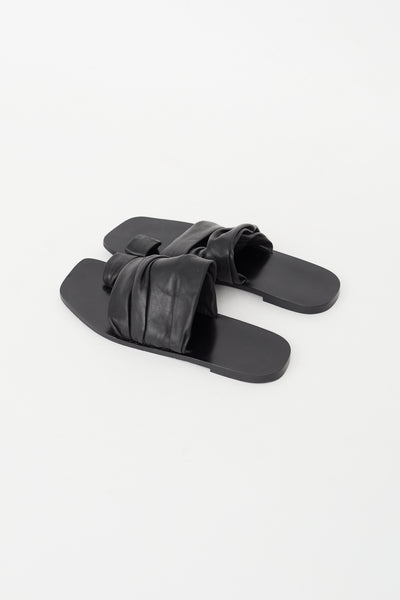 The Row // Black Leather Drape Sandal – VSP Consignment