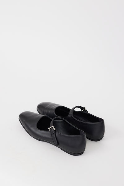 The Row // Black Leather Ava Mary Jane Flat – VSP Consignment