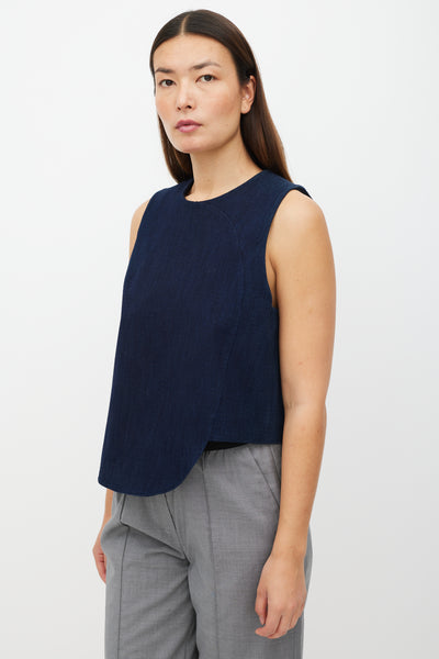 Tibi // Navy Asymmetrical Denim Top – VSP Consignment