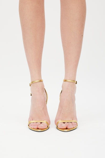 Tom Ford // Gold Metallic Leather Padlock Heel – VSP Consignment