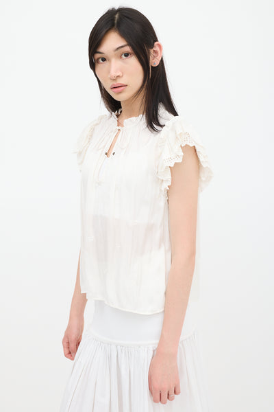 Ulla Johnson // Cream Ruffled Floral Top – VSP Consignment