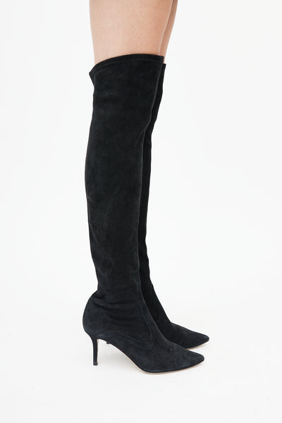 Valentino // Black Suede Thigh High Boot – VSP Consignment