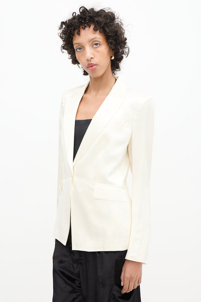 Veronica Beard // Cream Satin Peak Lapel Blazer – VSP Consignment
